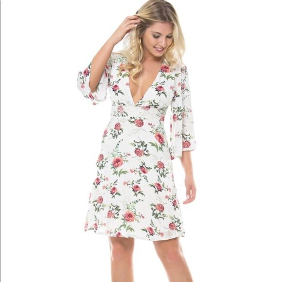 Sara Boo | Dresses | New Sara Boo Sexy Boho Floral Deep V Summer Midi ...
